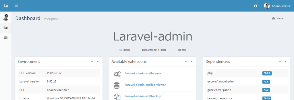 Laravel フレームワーク初期導入の手順の覚書 便利なlaravel-adminを導入してみる | saos6note